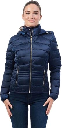 Yes-Zee YES Zee, Femme, Vestes, Bleu, Taille: 42 FR Doudoune Courte avec Capuche Amovible