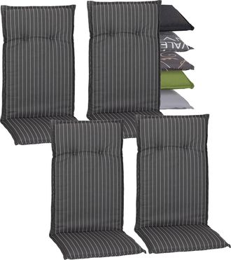 Beo Gartenstuhlauflagen Hochlehner 4er Set Barcelona | Made in EU nach &Ouml;ko-Tex Standard | Hochlehner Auflagen waschbar | Atmungsaktive Stuhlauflagen Hochl