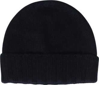 Drumohr Homme, Accessoires, Bleu, Taille: ONE Size Cashmere Beanie Ribbed Cuff