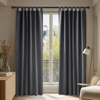Deconovo Vorhänge mit Schlaufen Verdunklungsvorhänge 2er Set H175 x B140 cm Gardinen Blickdicht Wohnzimmer Curtains mit ösen Verdunkelung Dunkelgrau
