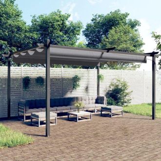vidaXL Vidaxl - Tonnelle de jardin avec toit r&eacute;tractable 4x3 m Anthracite