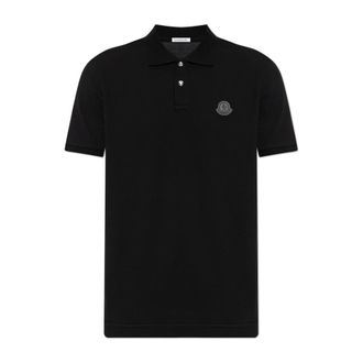 Moncler Homme, Tops, Noir, Taille: XL Polo en Piqu&eacute; de Coton avec &Eacute;cusson Logo