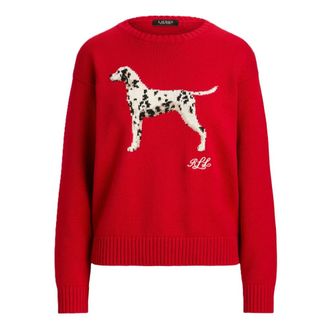 Ralph Lauren Pull &agrave; col rond - Femme - Pulls - Rouge - Taille: 42 FR