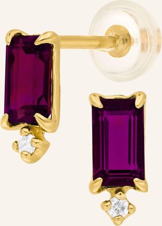 Leaf Ohrstecker Rhodolith Aus 14 Karat Gelbgold gold