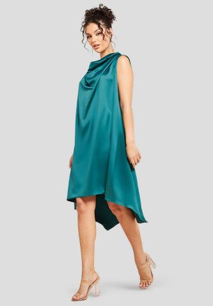 Goddiva Midikleid Cowl Neck Back Wing Satin High Low Midi Dress knielang