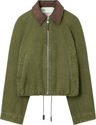 Tory Burch Veste Bombe en Denim - Femme - Vestes - Vert - Taille: 34 FR