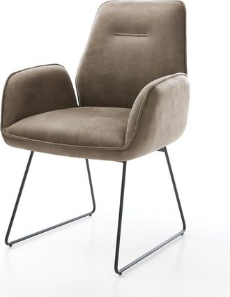 DELIFE Esszimmerstuhl Zoa-Flex Mikrofaser Taupe Vintage Kufengestell Schwarz Taschenfederkern, Esszimmerst&uuml;hle