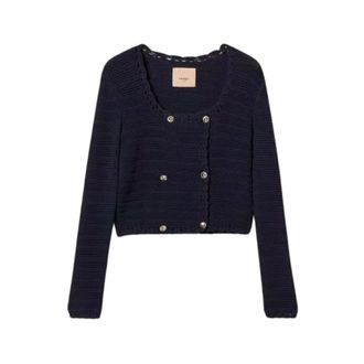 Twinset Femme, Vestes, Bleu, Taille: 40 FR Giacca in maglia