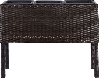 Beliani Garten Hochbeet auf Stelzen Rattan braun rechteckig Pflanzkasten Boho Caragana