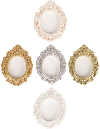 Holibanna 5 St&uuml;ck pack Kleiner Oval Bilderrahmen aus Kunstharz Vintage Fotorahmen mit Filigranen Schnitzereien Selbstgemacht Dekoration f&uuml;r Mikrolandschaften un