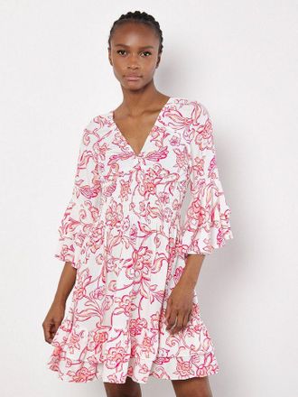 Apricot Minikleid sommerliches Blumenkleid