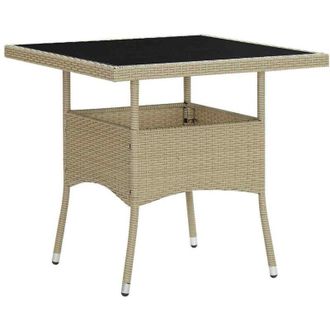 vidaXL Vidaxl - Table &agrave; d&icirc;ner dext&eacute;rieur Beige R&eacute;sine tress&eacute;e et verre
