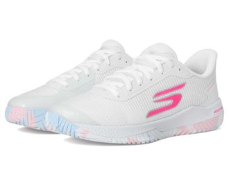 Skechers Damen Viper Court Pro 2.0 Sneaker, White Synthetic/Textile/Multi Trim, 38.5 EU