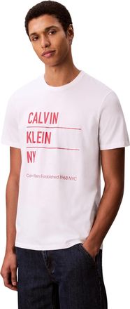 Calvin Klein Herren T-Shirt Kurzarm Graphic mit Logo, Wei&szlig; (Brilliant White), XL