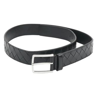 Bottega Veneta Homme, Accessoires, Noir, Taille: 100 CM Leather Belt With Intrecciato Motif