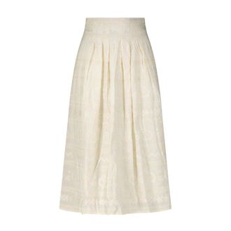 Stella Forest Bestickter A-Linien Midi-Rock - - Skirts - Damen - Beige - XS
