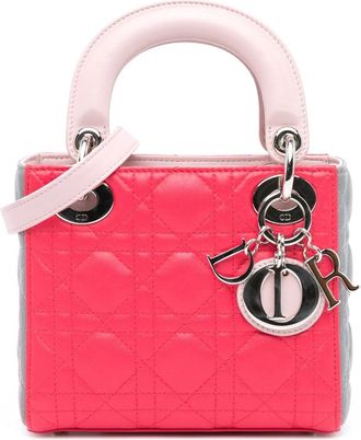 Dior Hobo Bags - Mini Tricolor Lambskin Cannage Lady Dior - Gr. unisize - in Gold - f&uuml;r Damen