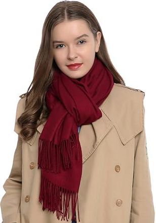 DonDon &Eacute;charpe femme hiver chaud et douce Ch&acirc;le Etole Foulard 185 x 65 cm - rouge fonc&eacute;