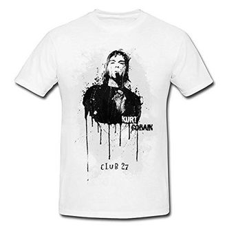 Paul Sinus Art Kurt-Cobain T-shirt pour homme Blanc - Blanc - X-Large