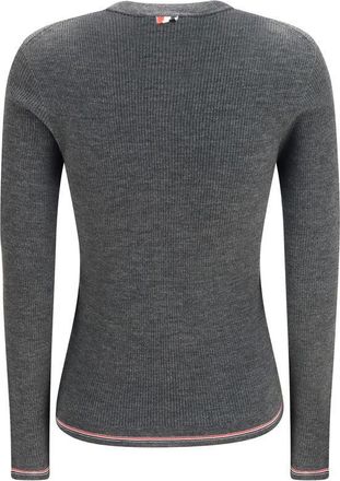 Thom Browne Merino Wool Ribbed Cardigan - Gray