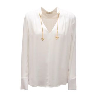 Elisabetta Franchi Blusa V-Neck Viscose Shirt - - Blouses & Shirts - Damen - Wei&szlig; - XL
