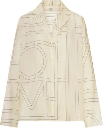 Toteme Femme, Blouses et Chemises, Beige, Taille: 36 FR Monogram Silk PJ Top