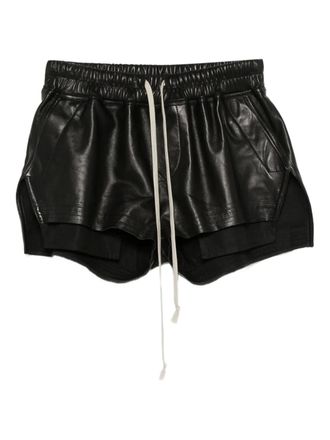 Rick Owens short en cuir à lien de resserrage - Noir
