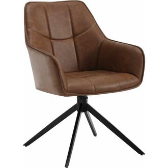 Woltu Woltu - Lot de 6 Chaises de Salle &agrave; Manger Pivotante 360&deg;en Similicuir + M&eacute;tal, 45 x 41 x 86cm, Chaise de Cuisine avec Dossier, Marron Clair