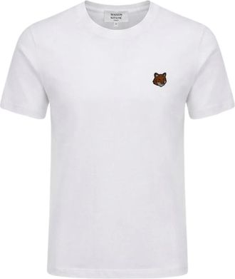 Maison Kitsun&eacute; Femme, Tops, Blanc, Taille: 40 FR Fox Head Regular Tee-Shirt