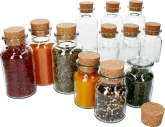 MamboCat 12er Gewürzglas-Set mit Korken I 6X 150 ml + 6X 300 ml I Vorratsglas + Korkdeckel I luftdicht I Aufbewahrung für Tee, Kräuter, Gewürze