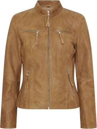 Notyz Klassische Lederjacke - - Jackets - Damen - Beige - S