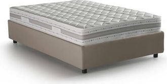 Talamo Italia Anna Doppelbett, Bettkasten mit Kunstlederbezug, 100 % Made in Italy, &Ouml;ffnung vorne, inklusive Matratze 120 x 190 cm, Taupe