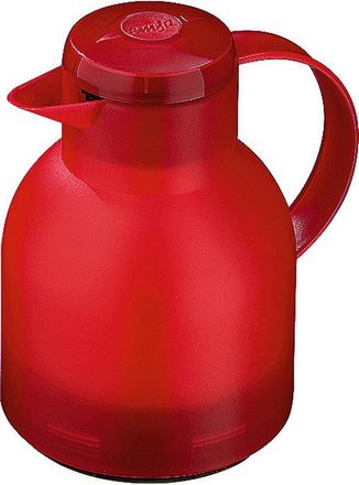 Emsa Isolierkanne Samba, Rot, Kunststoff, 1 L, Ausgießer, 100% dicht, Glaskolben, abnehmbarer Deckel, hält warm, kalt, Kaffee & Tee, Kannen, Thermoskannen