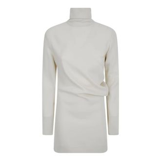Toteme Chemisier &agrave; col montant et torsade - Femme - Pulls - Beige - Taille: 36 FR