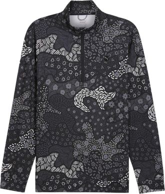 Puma T-Shirt f&uuml;r Herren, mit kurzem Rei&szlig;verschluss (Schwarz/Schiefer)