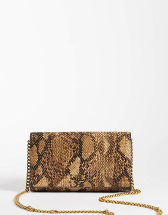 Ralph Lauren Tasche in Braun mit langem Kettenriemen und Schlangenmuster