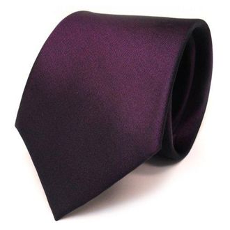 TigerTie Designer satin cravate en soie lila violet foncé unicolor - cravate en soie silk