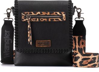 Wrangler Crossbody-Taschen f&uuml;r Damen, mittlere Schulter-Handtaschen mit abnehmbaren Gitarrengurten, Schwarz