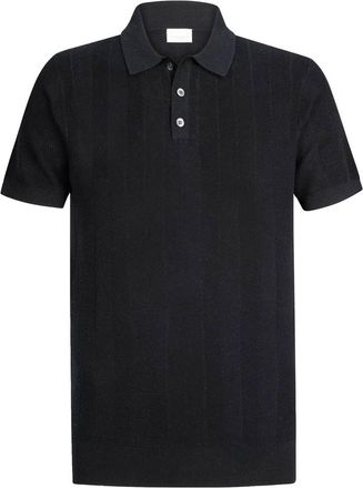 Profuomo Strick-Poloshirt mit Fischgr&auml;tmuster und Leinenanteil in
