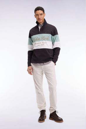 Eden Park Maillot À Manches Longues En Jersey Épais Noir Et Vert Broderie Vintage