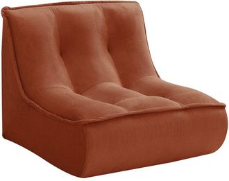 Oviala Fauteuil pour canap&eacute; modulable velours c&ocirc;tel&eacute; 90 x 80 cm terracotta - Lizy