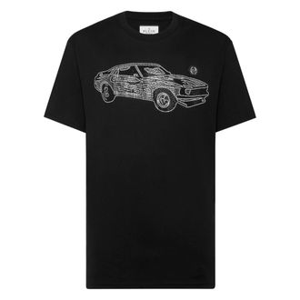 Philipp Plein Jersey T-shirt Rundhals Strass Cars Racing - - Tops - Herren - Schwarzk - XL