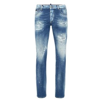 Philipp Plein Homme, Jeans, Bleu, Taille: W29 Denim Super Straight Cut Pantalons Smile