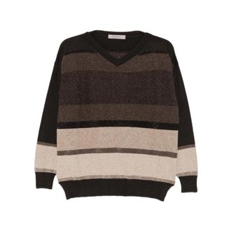 D.exterior Gestreifter Pullover mit Glitzerdetails - - Knitwear - Damen - Braun - S