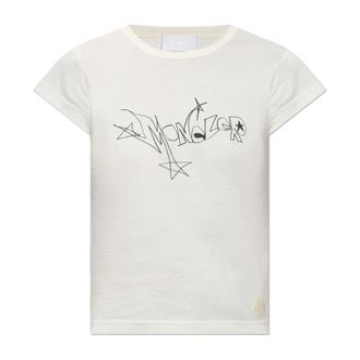 Moncler Femme, Tops, Beige, Taille: 40 FR T-shirt &agrave; logo