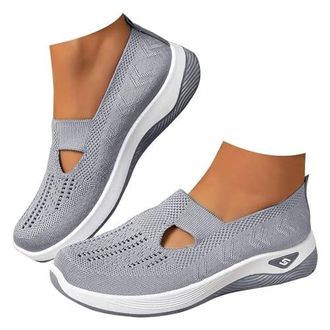 Generic Chaussures orthop&eacute;diques pour femme, baskets l&eacute;g&egrave;res &agrave; enfiler en tricot confortables et tendance, chaussures de marche plates respirantes, &agrave; enfiler 