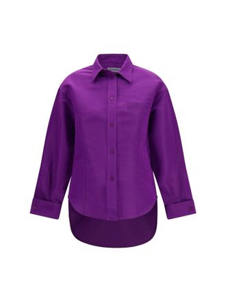 Balenciaga Asymmetric Cotton Shirt - Purple