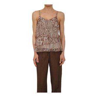 Blugirl Femme, Tops, Multicolore, Taille: 38 FR ECS Top Chiffon St. Animalier