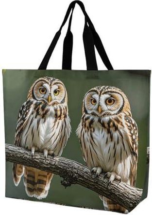 Generic Des Hiboux Sur Des Branches DArbres Sac Fourre Tout Imperm&eacute;able Sacs De Courses R&eacute;utilisable Sac &Agrave; Bandouli&egrave;re Pour Plage Voyage Universit&eacute;