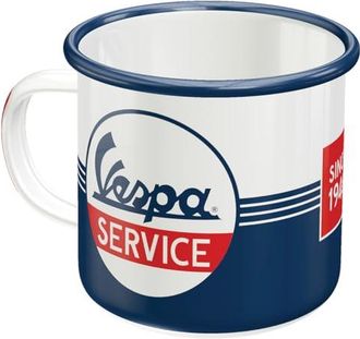 Nostalgic Art Retro Emaille-Tasse, 360 ml, Vespa - Service - Geschenk-Idee für Roller-Fans, Original Lizenzprodukt (OLP), Camping-Becher, Vintage Design